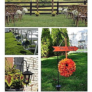 CALIDAKA 2 Pack Multi-Purpose Shepherds Hooks Outdoor Iron Shepherd Hook with Base Adjustable Heavy Duty Garden Hanging Stake for Lanterns Solar Light Plant Hanger Wedding Decor