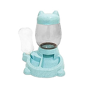 FUUIE Bowls for Food and Water Automatic Cat Drinking Water Dispenser Kitten Dog Food Bowl Waterer Non Wet Mouth Antioverturning Pet Feeding Container (Color : Blue)