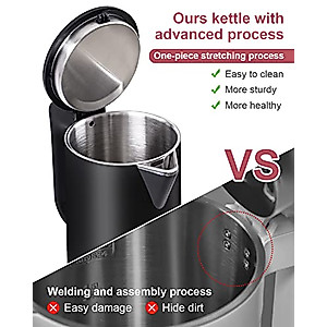0.8L Electric Kettle Stainless Steel, 800 Watts Small Electric Kettle Fast Boil Auto Shut-off, Portable Water Boiler for Small Kitchen, Business Trip and More