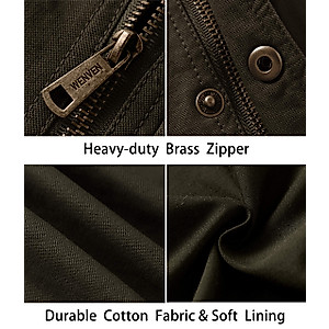 WenVen Men's Spring Aviator Cotton Commuter Jackets (Army Green, XL)