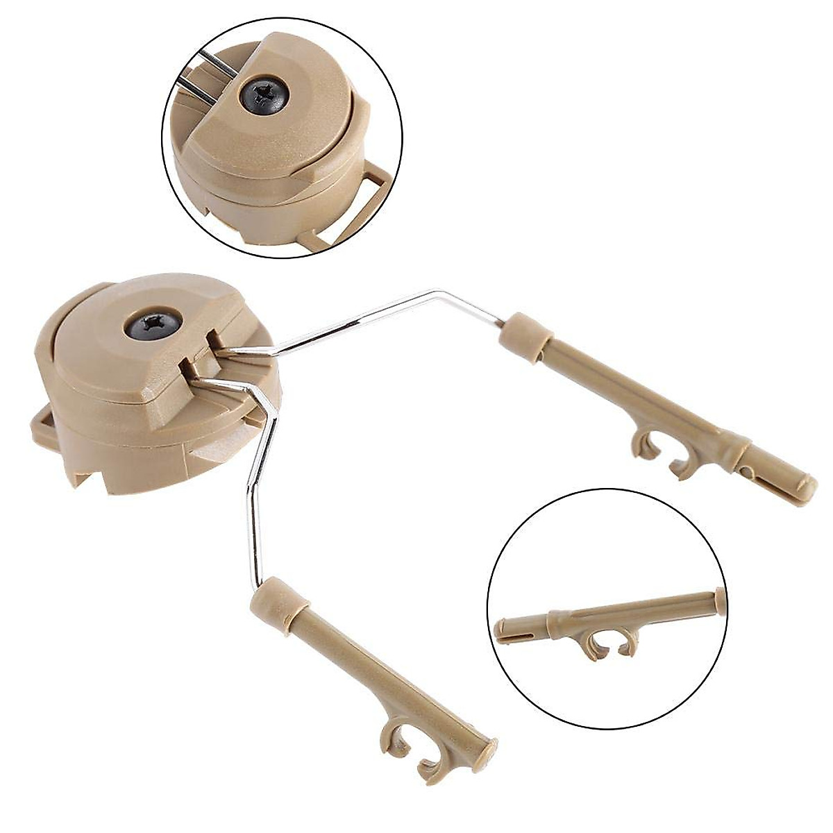 2pcs Helmet Rail Adapter Headset Helmet Adapter Arc Rail Adaptor Suspension Headphones Bracket Hunting Earmuffs Support Left & Right Side Support for Peltor Comtac(Brown)