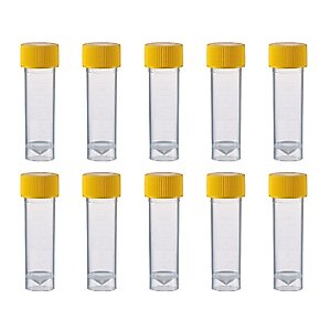 CCTVMTST 50pcs 5ml Plastic Graduated Vial Storage Container Test Tubes with Yellow Screw Caps