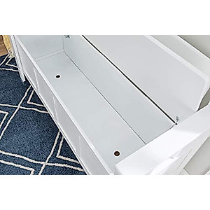 Linon White Bench Cynthia Flip-Top Lid and Hidden Storage Space