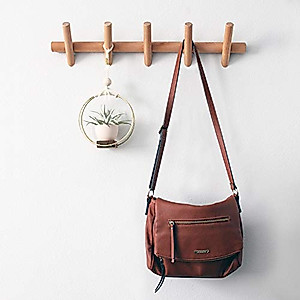 Eden & Co Modern Wall Mounted Coat and Hat Rack – 5 Hooks, Beautiful Wood Entryway Hanger with Pegs - Wooden Bedroom and Bathroom Robe Racks - Durable, Easy Assembly, Classic Design