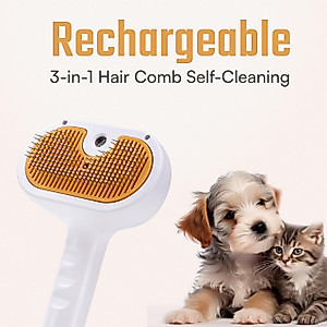 Cat Steam Brush 2024 New Rechargeable Self-Cleaning Pet Grooming Tool for Indoor Cats Long and Short Hair Cats and Dogs Steamy Hair Comb Steamy Massage Shedding Relief