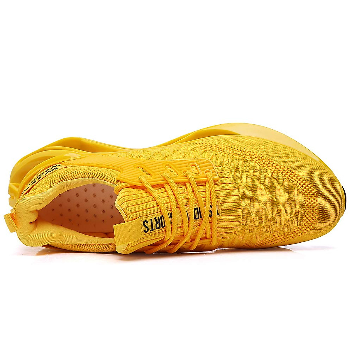 SKDOIUL Men Sport Running Sneakers Tennis Athletic Walking Shoes mesh Breathable Comfort Fashion Runner Gym Jogging Shoes Yellow Size 11