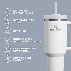 Stanley Quencher H2.0 Tumbler with Straw 20 oz | Flowstate 3-Position Lid | Cup Holder Compatible for Travel | Insulated Stainless Steel Cup | BPA-Free | Indigo
