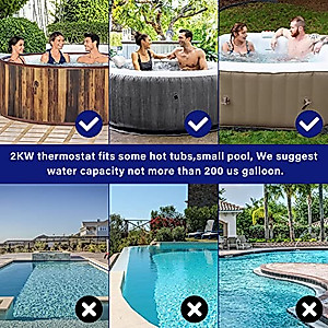 Etotel Hot tub Heater H20-RS1, Fit for Some Hot Tubs,Bathtub,AboveGround Underground Small Pool & Electric Pool, Spa Hot Tub Heater 220V 2KW with Adjustable Temperature Thermostat black