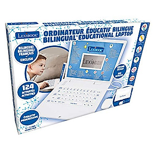 LEXiBOOK JC598i1_01 Educational and Bilingual Laptop French/English-Toy for Children with 124 Activities to Learn Mathematics, Dactylography, Logic, Clock Reading, Play Games and Music