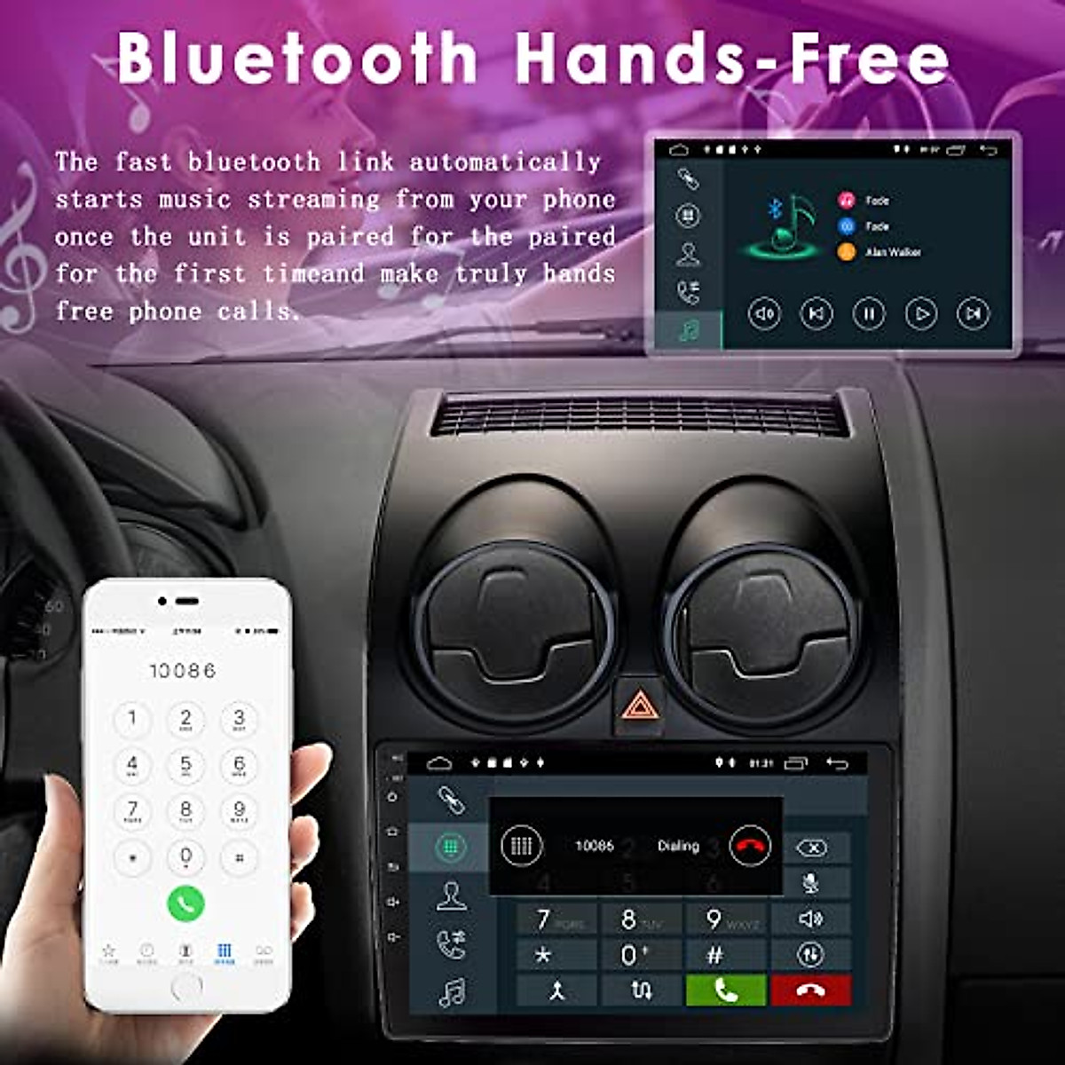 hizpo Carplay Car Radio Stereo GPS Navigation Fits for Nissan Qashqai 2006 2007 2008 2009 2010 2011 2012 2013 Android 10 9 Inch Radio USB Touch Screen WiFi Bluetooth Mirror Link SWC DVR TPMS DTV