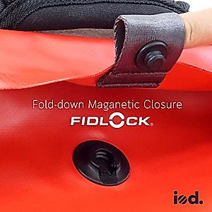 iod 15L Weatherproof Backpack with Zipper & Magnetic Fastener - Tarpaulin Bag with Adjustable Backpack Straps (Yellow with dark blue straps)