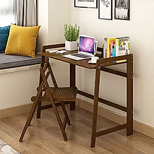 HollyHOME Bamboo Writing Desk with Baffle, 33.07"(L) x16.93(W) x31.50(H), Study Computer and Laptop Desk, Home Office Desk, Freestanding Portable Dressing Gaming Table for Apartment, Bedroom
