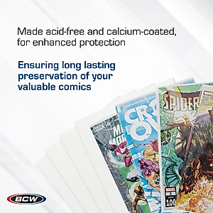BCW Current Comic Book Backing Boards - 1 Pack (100 Total) | 24 pt., Coated, Buffered with 3% Calcium Carbonate | Precision Cut for Current Comic Bags | Comic Book Boards for Long-Term Storage
