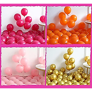 Enanal Hot Pink Orange Balloon Garland Arch Kit, 158pcs Pink Orange and Chrome Metallic Gold Balloons for Birthday Baby Shower Tropical Party Supplies Summer Party Decorations (Hot Pink)