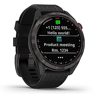 Garmin Approach S42 (Gunmetal/Black) Golf GPS Watch | Golfer's Bundle with Portable Charger & HD Tempered Glass Screen Protectors (x2) | 42,000+ Courses, Green View True Shape, & F/M/B Yardage