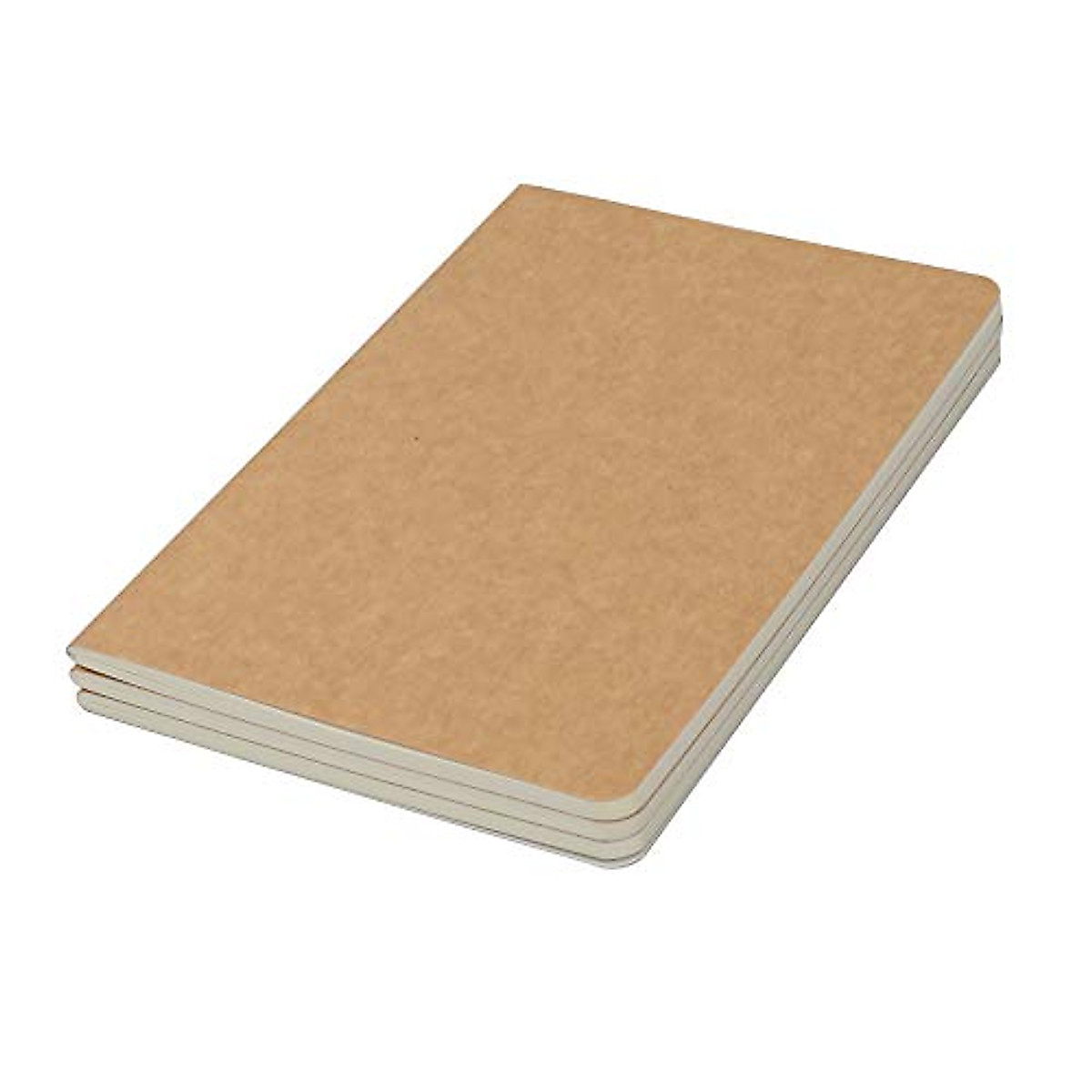 3 Pack Travel Journal Notebook for Travelers or School - Kraft Brown Soft Cover - 5.5” x 8.25” - 96 Ruled Pages/48 Sheets