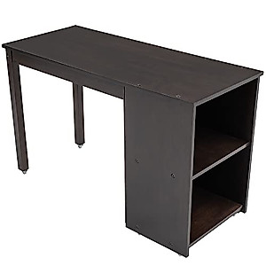 DEYOBED Twin Size Wooden Loft Bed Frame with Cabinet, Rolling Portable Desk and Storage Shelves for Kids Teens