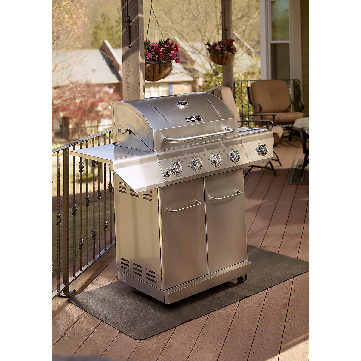 Diversitech Outdoor Gas Grill BBQ Floor Mat 48" x 30" - Absorbant Protection for Decks & Patios, Black