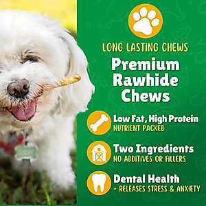Lucky Premium Treats Chicken Wrapped Rawhide Dog Treats – USA Made Raw Hide Sticks for Small & Toy Size Dog Breeds – Long Lasting, Preservative Free Chew Sticks – 120 Count