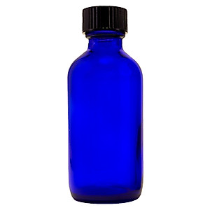 Cobalt Blue Glass Boston Round Bottle with Cap - 2 Oz. (Pack of 6)