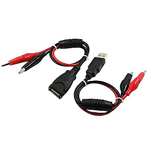 NOYITO Alligator Clips to USB Female Test Lead 18AWG Red Black Wire Max 5A Current Cable Length 12 inches Compatible with USB Devices (Pack of 2) (Alligator Clips to USB Female)
