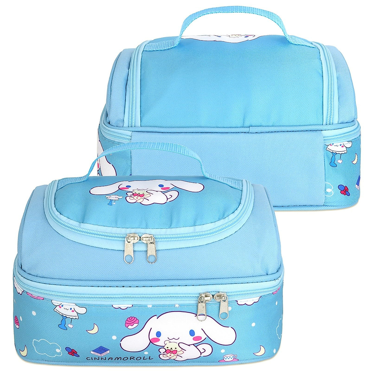 Roffatide Anime Cinnamoroll Lunch Bag for Man Woman Leakproof Lunch Box Large Compartment Lunch Container Tote for Work Travel Blue