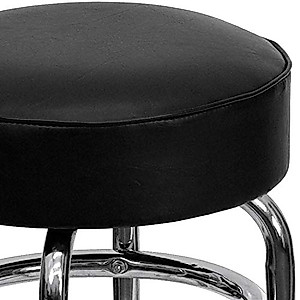 Flash Furniture Double Ring Chrome Barstool with Black Seat