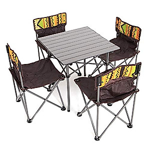Outdoor Table and Chair Set 5-Piece Outdoor Camping Table and Chair Set, Outdoor Picnic Table and Chair, Folding Table and Chair Set