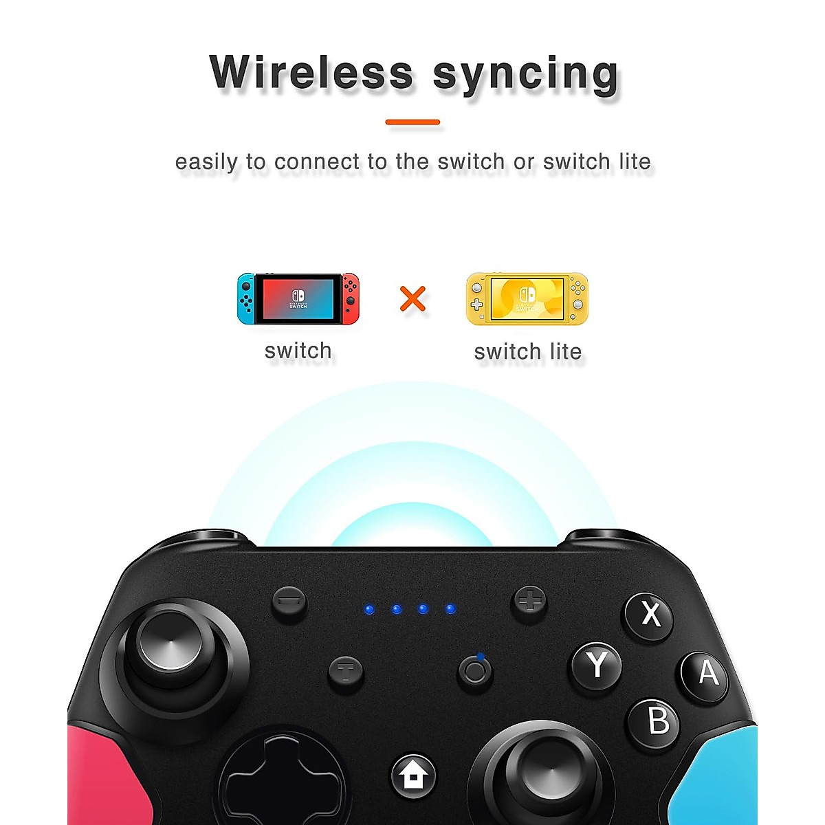 Wireless Switch Pro Controller for Nintendo Switch with Adjustable Turbo Function,Dual Vibration Function,Gyro 6-Axis and High Battery Life. Remote Gamepad Joystick for Switch Console, Red&Blue