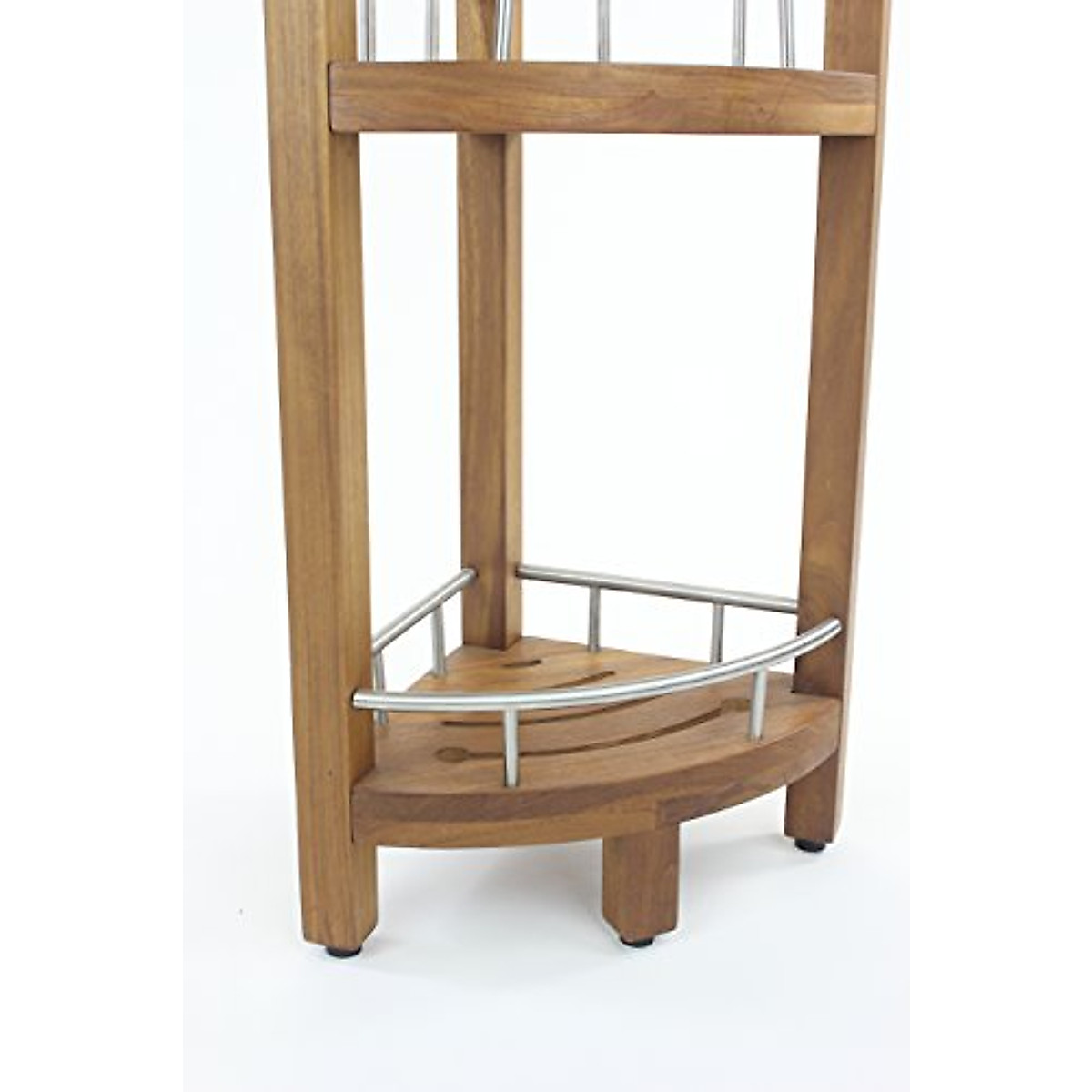 AquaTeak Patented Kai Corner Teak and Stainless 3 Shelf Corner Stand
