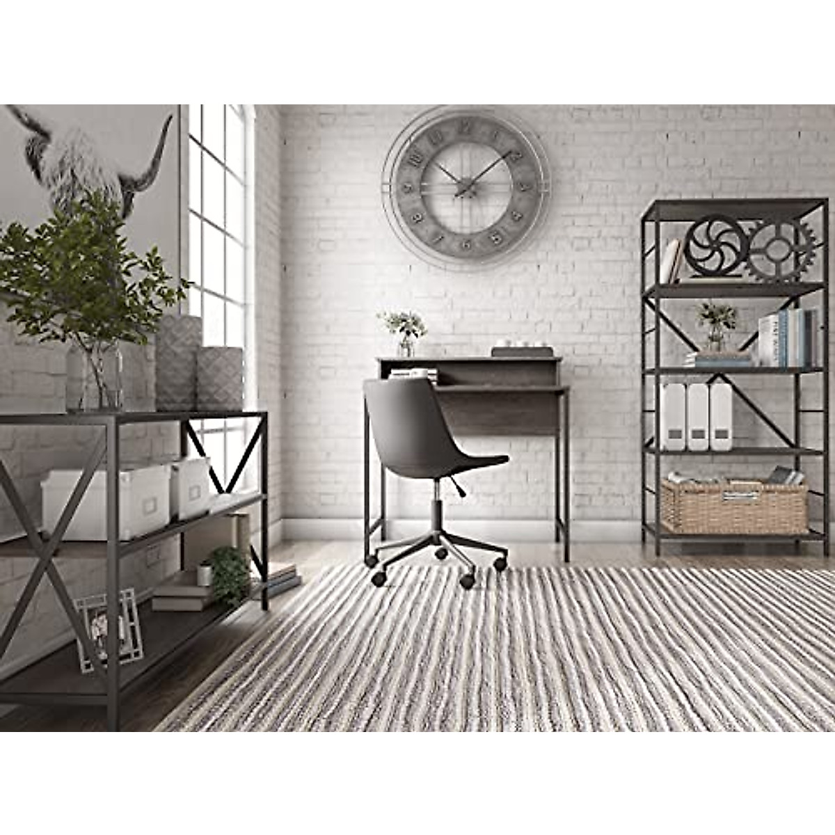 Signature Design by Ashley Freedan Home Office Desk, 36"W x 20"D x 36"H, Dark Gray