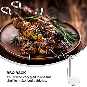 Hemoton 2 Sets BBQ Skewer Set Brazilian Barbecue Skewer Stand Stainless Steel Barbecue Skewers Holder Stand Rack for Chicken Sausage Meat