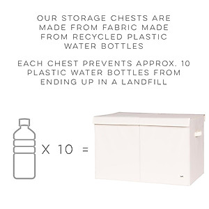 3 Sprouts Recycled Fabric Folding Chest Organizer in Cream - Collapsible Storage Basket Container with Lid & Handles