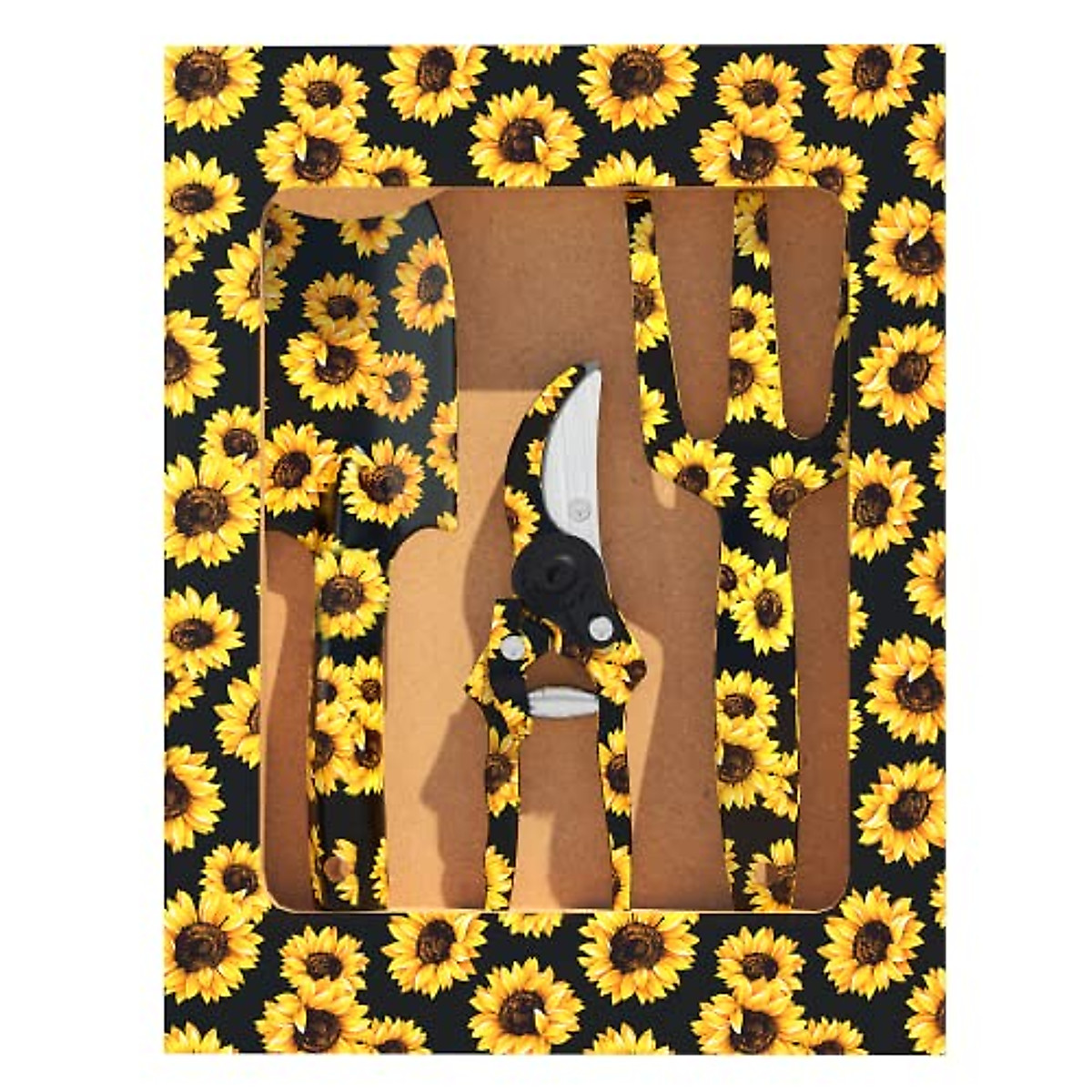 GARTOL Garden Tool Set Sunflower Print 3 Piece Cast-Aluminum Heavy Duty Gardening Tools Kit Includes Trowel, Pruning Shear, Cultivator - Gardening Gift Hand Tools Set for Women Mom Mother's Day