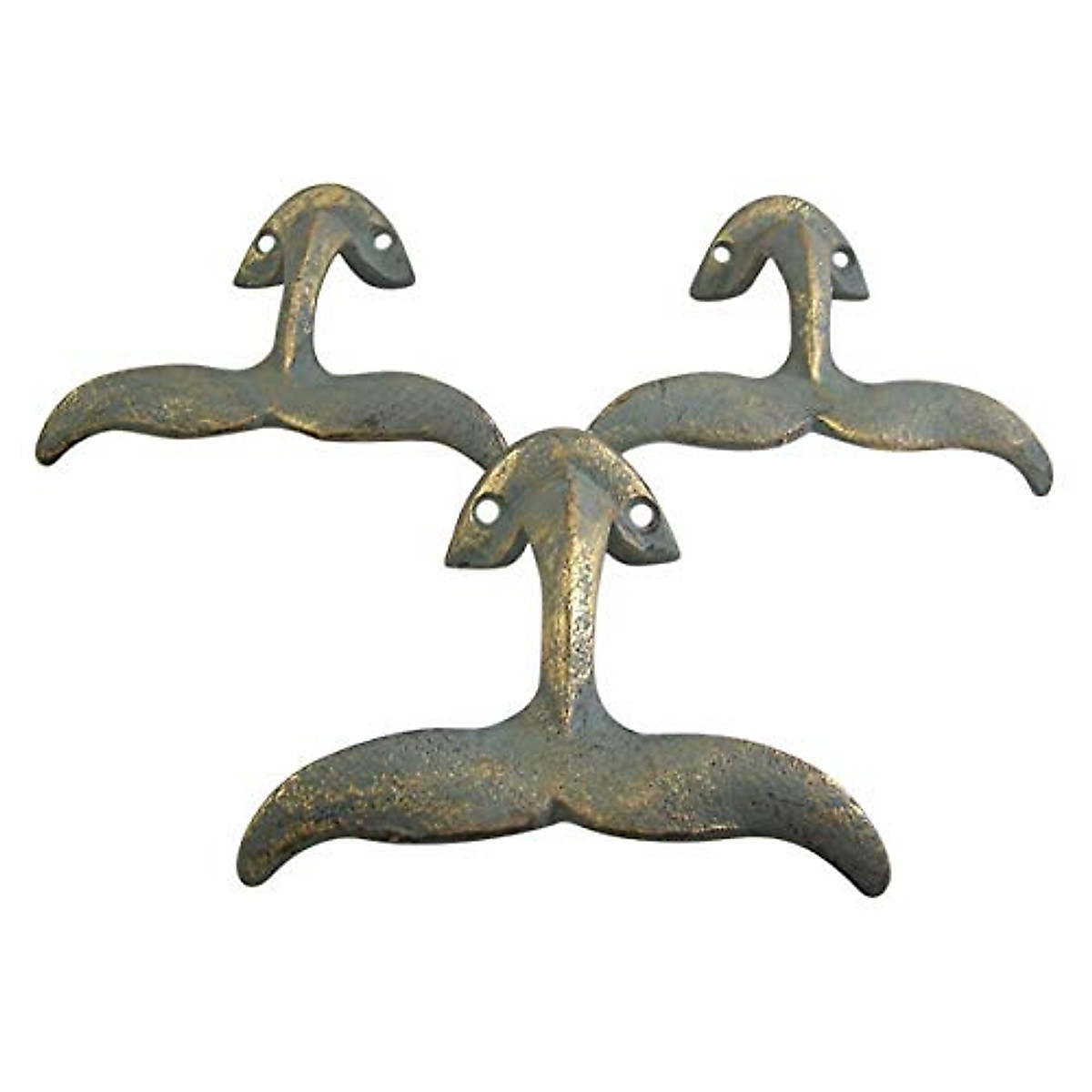 Whale Tail Cast Iron Wall Hook 4 3/4 Inch (Set of 3)