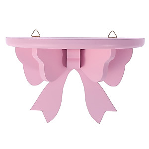 DOITOOL Wooden Floating Shelves Wall Mounted Butterfly Semicircle Wall Shelf Home Decoration Rack, Nordic Style Decorative Shelves for Bedroom, Living Room, Kitchen, Office (Pink)