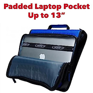 Case-it The Universal Zipper Binder - 2 Inch O-Rings Padded Pocket That Holds up to 13 Laptop/Tablet Multiple Pockets 400 Page Capacity Comes with Shoulder Strap Midnight Blue LT-007