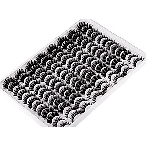False Eyelashes 48 Pairs 6 Styles Mixed Fluffy Curled Fake Eye Lashes Bulk Wholesale Dramatic Thick 5D Wispy Strip Faux Mink Eyelashes Multipack