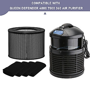 Ontheone True HEPA Filter Replacement Compatible with Filter Queen Defender 4000 7500 360 Air Cleaner Purifier, High-efficiency True HEPA Filter with 4 Activated Carbon Pre-Filter