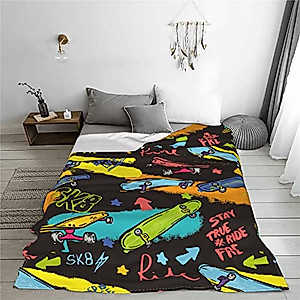 Oplp Skateboard Sport Blanket Plush for Bed, Sofa, Camping Blanket Lightweight Soft Warm Comfortable 50 "x40