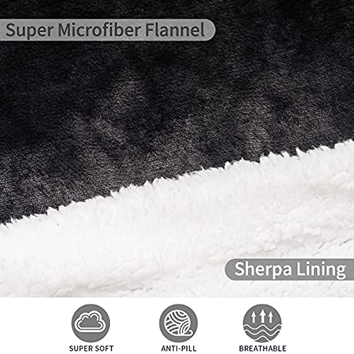 RECYCO Oversized Wearable Blanket Hoodie for Women, Warm Cozy Soft Sherpa Fleece Hoodie Blanket for Men Adults, Thick Big Hooded Sweatshirt Blanket Black, Large Size