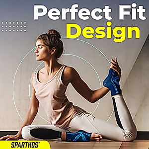 Sparthos Ankle Compression Socks (Pair) – Plantar Fasciitis Sleeves with Arch Support – Foot Ankle Brace for Men and Women – Relieve Heel Pain, Reduce Swelling, Achilles Tendon Calf (Blue-XL)