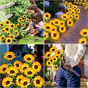Instatrend 2 Pack Solar Sunflower Flower Lights Outdoor Garden Decorations with 6 Sunflower Waterproof Solar Flowers Stake Lights