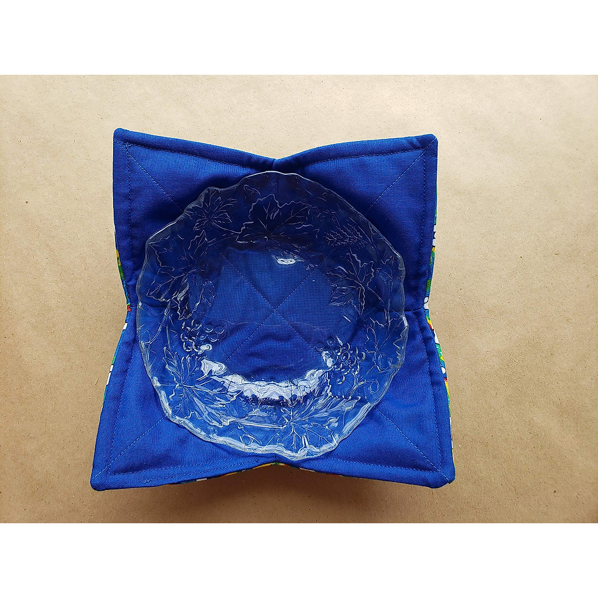 Tie Dye Dog Bone Paw Print Microwave Bowl Cozy Hippie Puppy Reversible Microwaveable Potholder Bowl Buddy BoHo Bohemian Puppy Kitchen Linens Handmade Housewarming Hostess Gifts Under 10