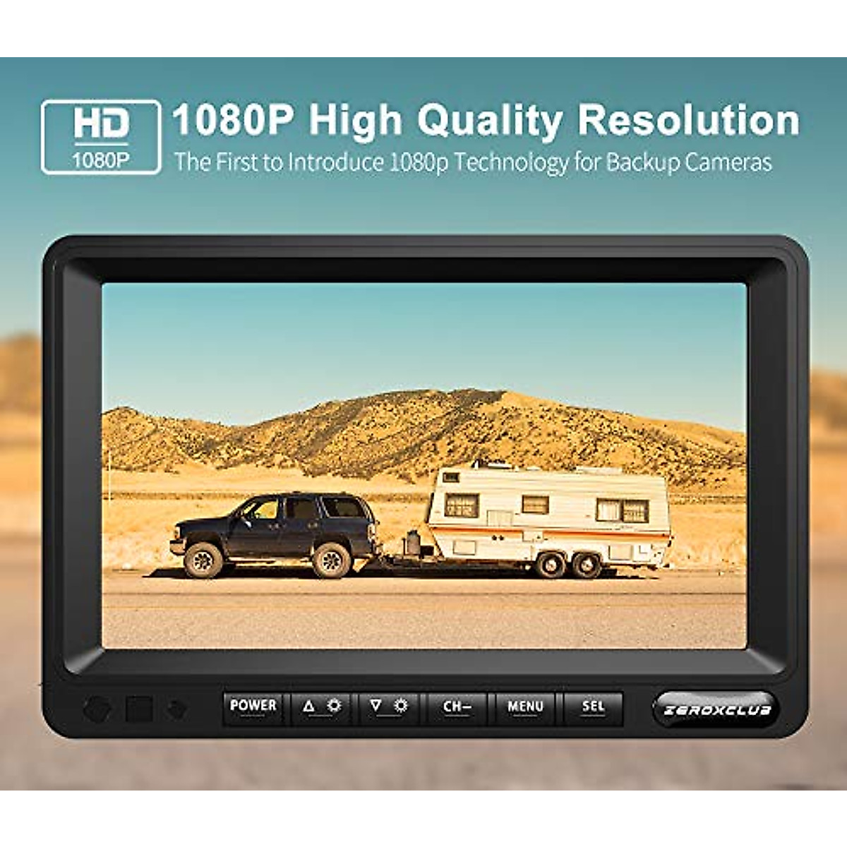 ZEROXCLUB HD Digital Wireless Backup Camera for RV/Truck/Trailer/Van/Bus, 7 Inch HD 1080p LCD Monitor and IP69 Waterproof Rear Camera System,HDCVI Signal,Night Vision,Record(SW01-black)