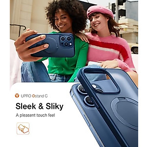 TORRAS Magnetic Ostand for iPhone 14 Pro Max Case [Compatible with Magsafe] with Stand, [Military Grade Drop Protection] Shockproof Translucent Back Slim Protective Phone Case (2022), Blue