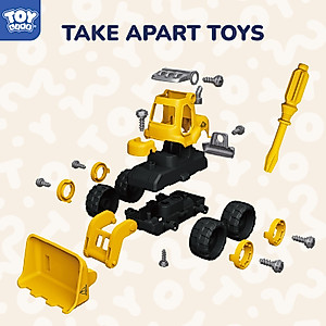 TOY Life Constructions Toys Vehicles Trucks Take Apart Toys Sandbox Toys Trucks Set Excavators Building Car Toys with Drills - Best Gifts Truck Toys for Boys Kids Toddlers 3 4 5 6 7 8 Years Old