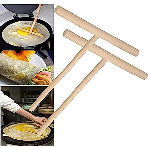 2 Pcs Wooden Crepe Maker Pancake Batter Spreader Stick Kitchen Cooking Utensils Tools for Restaurant Canteen Specially Supplies Practical Treatment Crepe Makers Specialty Appliances