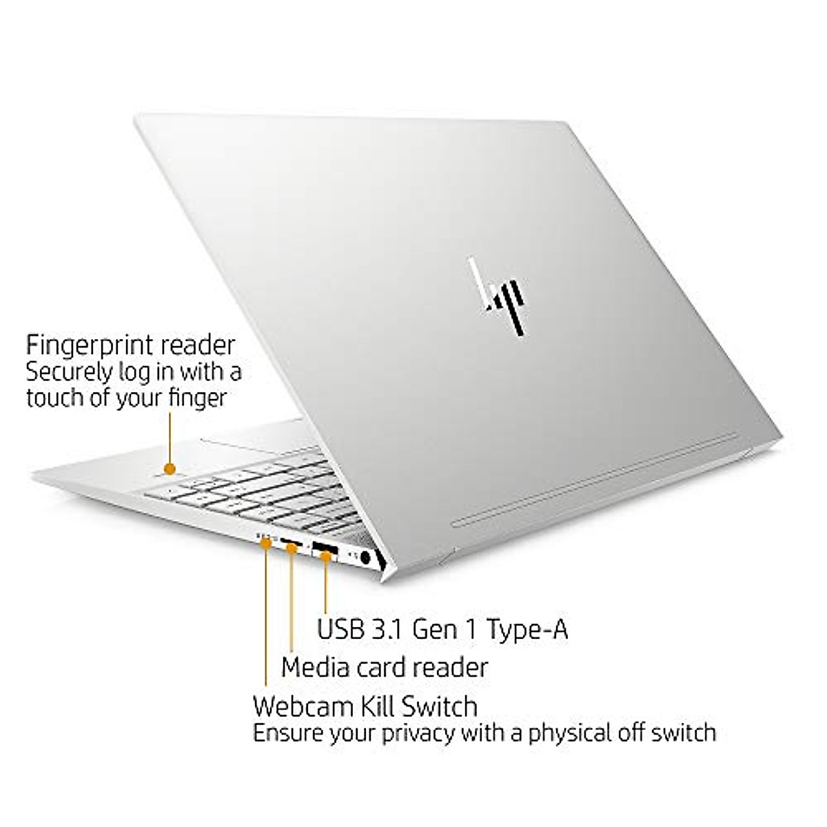 HP Envy 13” Thin Laptop W/ Fingerprint Reader, FHD Touchscreen, Intel Core i7-8565U, 8GB SDRAM, 256GB SSD, Windows 10 Home (13-aq0005nr, Natural Silver)