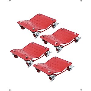 DEXSO [6000 lbs] Tire Wheel Dolly Car Set of 4, Heavy Duty Carbon Steel Car Mover with Antiskid Plate & 360 Degree Rotatable Wheel, 16"*13", Red